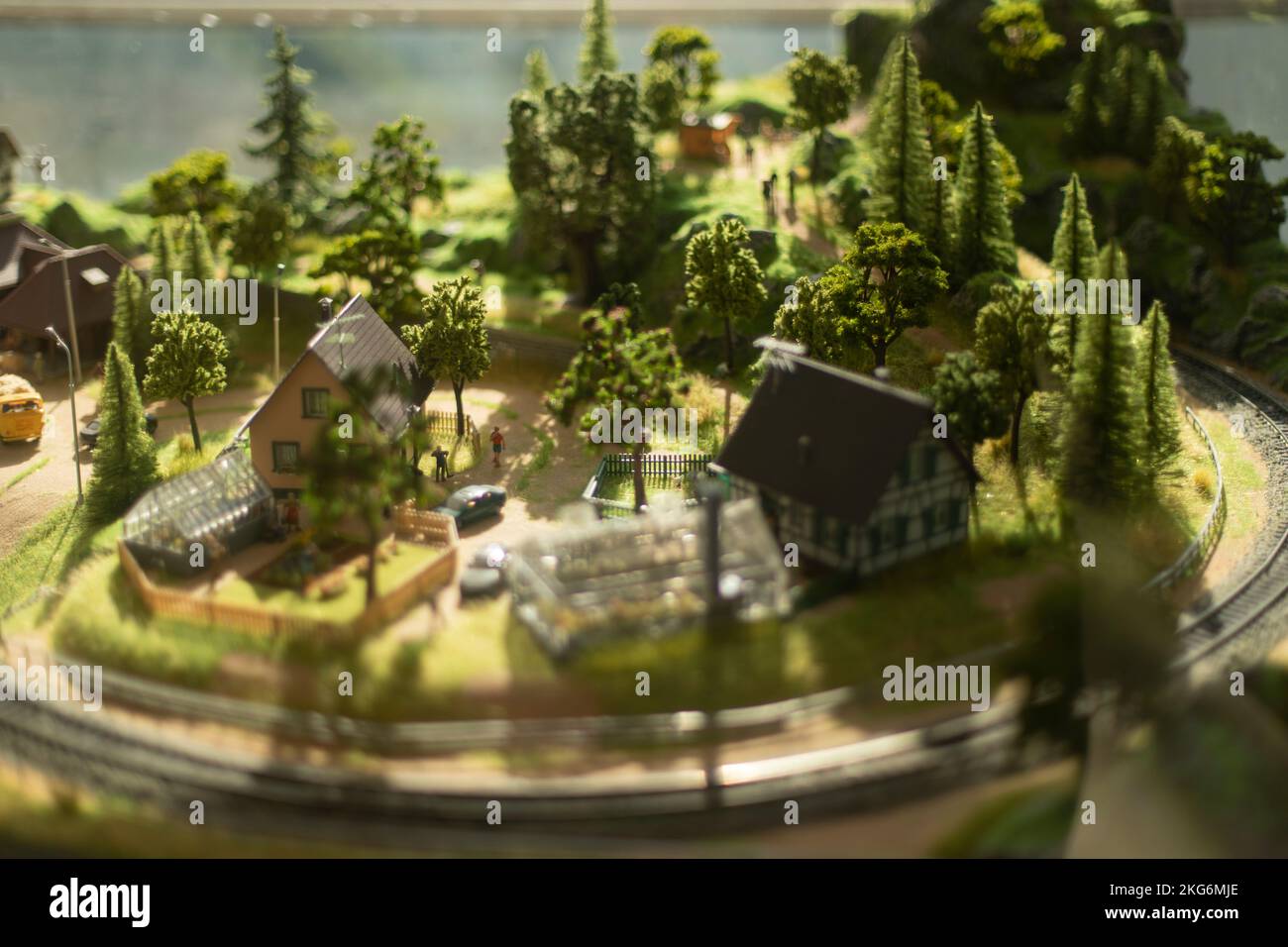 Toy Town. Model of village in mountains. Terrain model. Surroundings ...