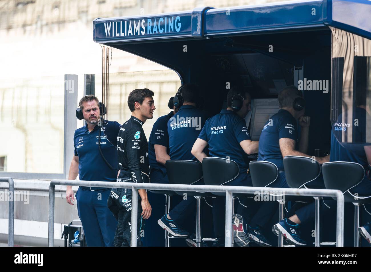 George Russell (GBR) Mercedes AMG F1 W13 with Williams Racing on the ...