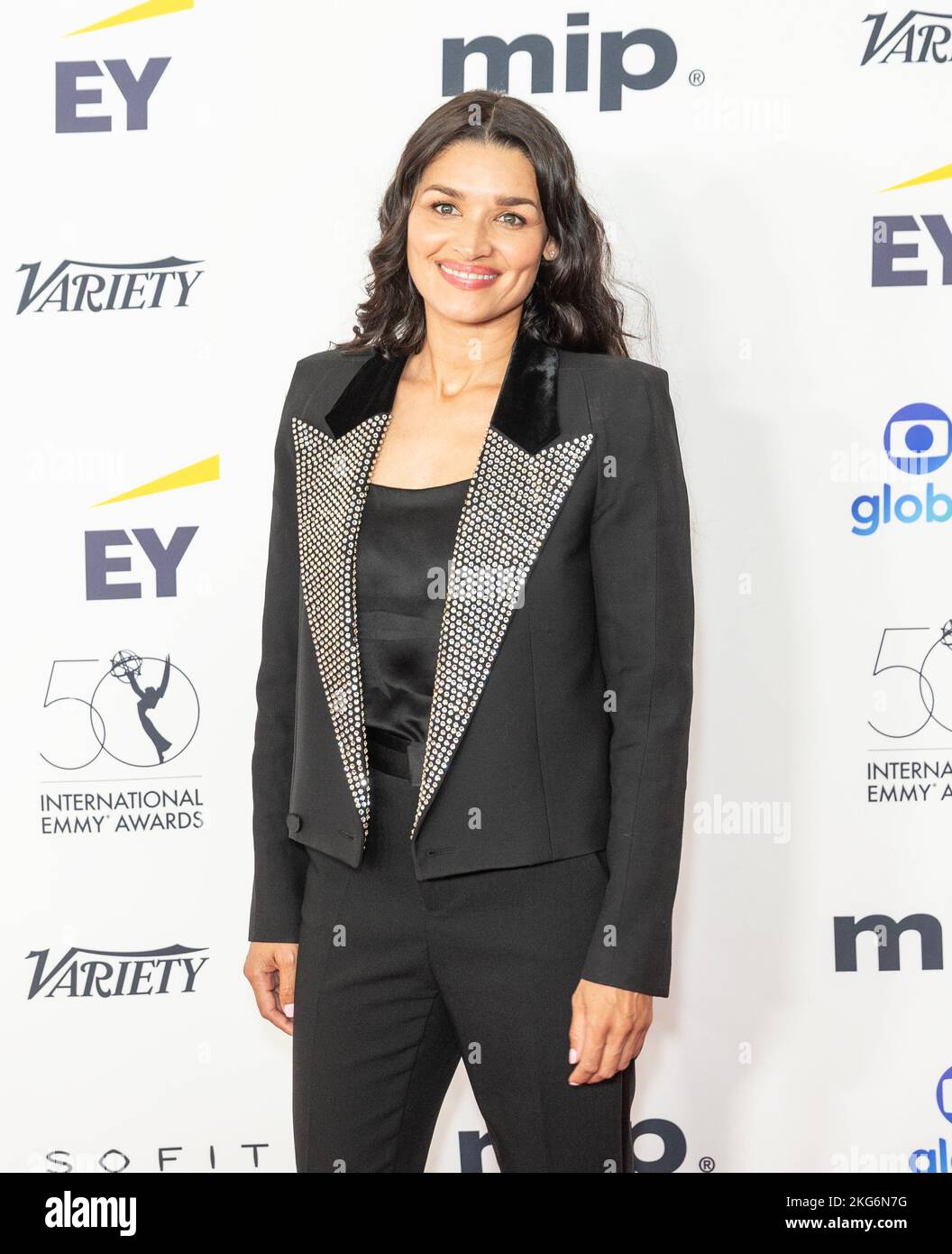Kim Engelbrecht attends 50th International Emmy Awards at Hilton hotel ...