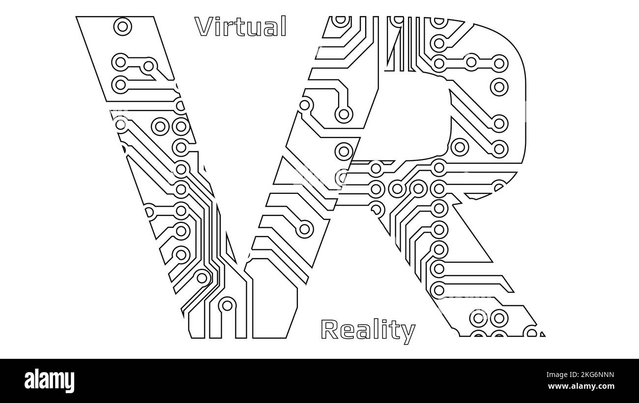 Black contours of letters VR abbreviation for Virtual Reality ...