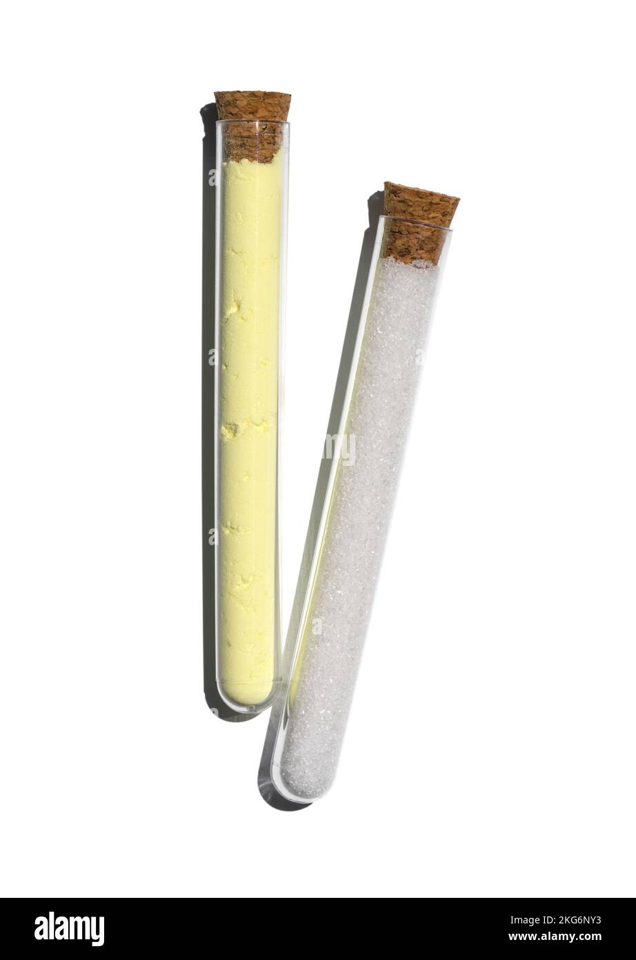Sulfur Powder and Di-Ammonium Phosphate in test tube with cork cap ...