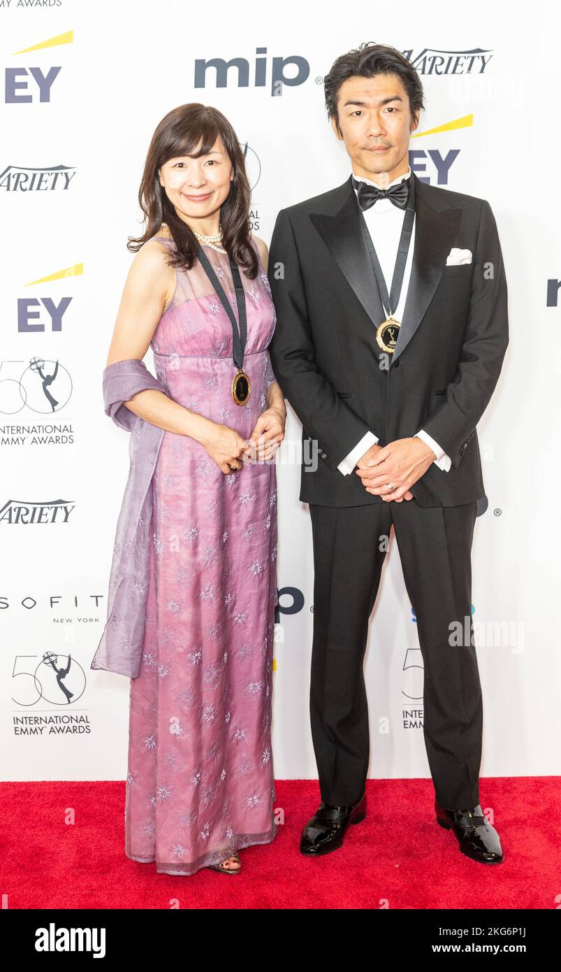 Yuko Hashizaki and Kohei Higuchi attend 50th International Emmy Awards ...