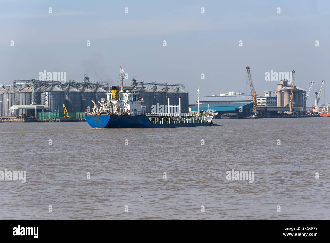 Large vessels transport gas or oil by sea.Ship industry freight fuel ...