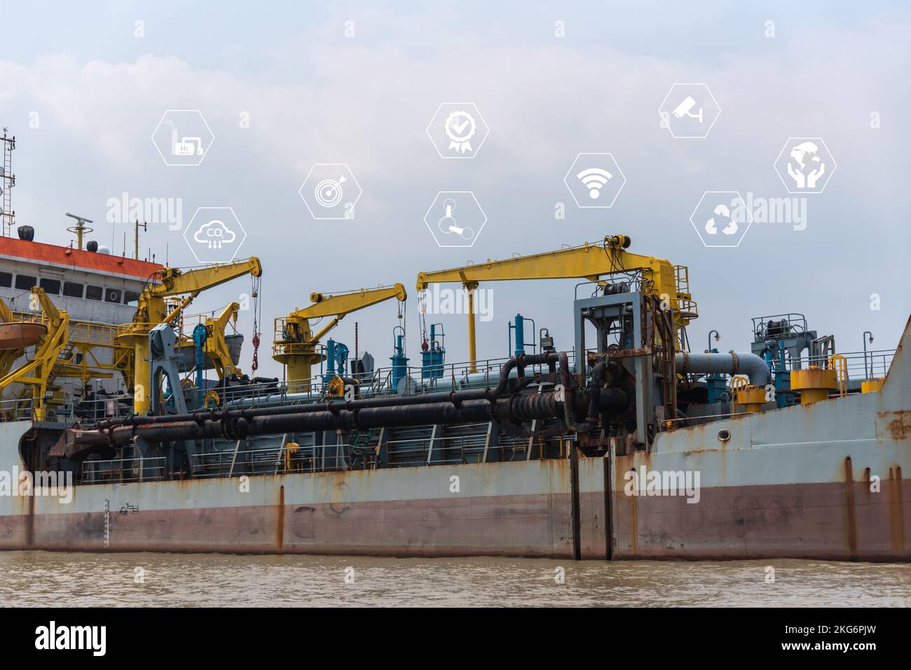 Industrial technology concept. Smart logistics.Communication network ...