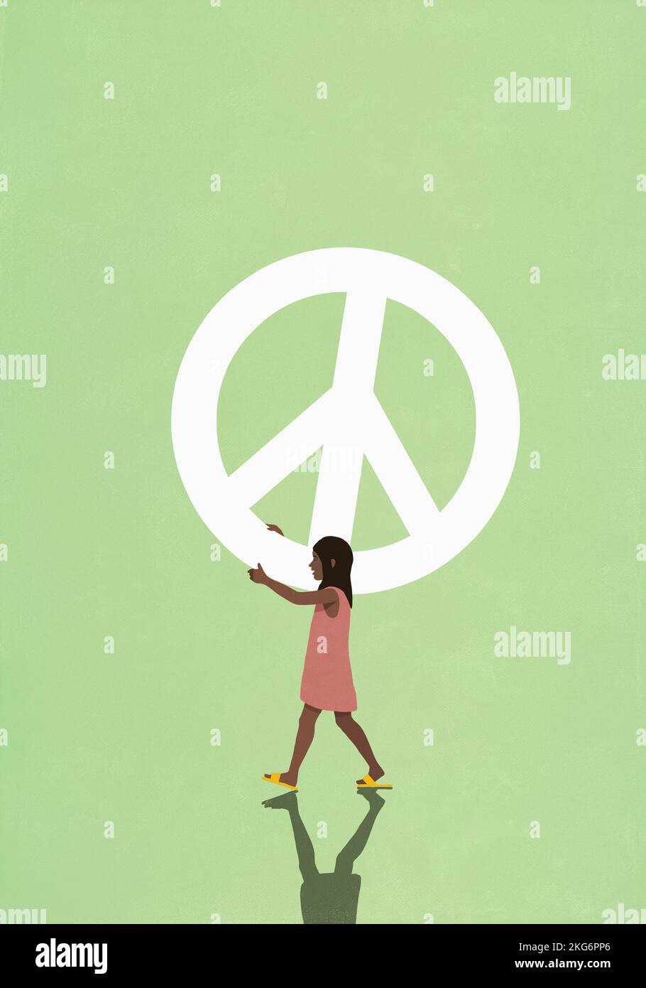 Girl carrying large peace sign Stock Photo - Alamy