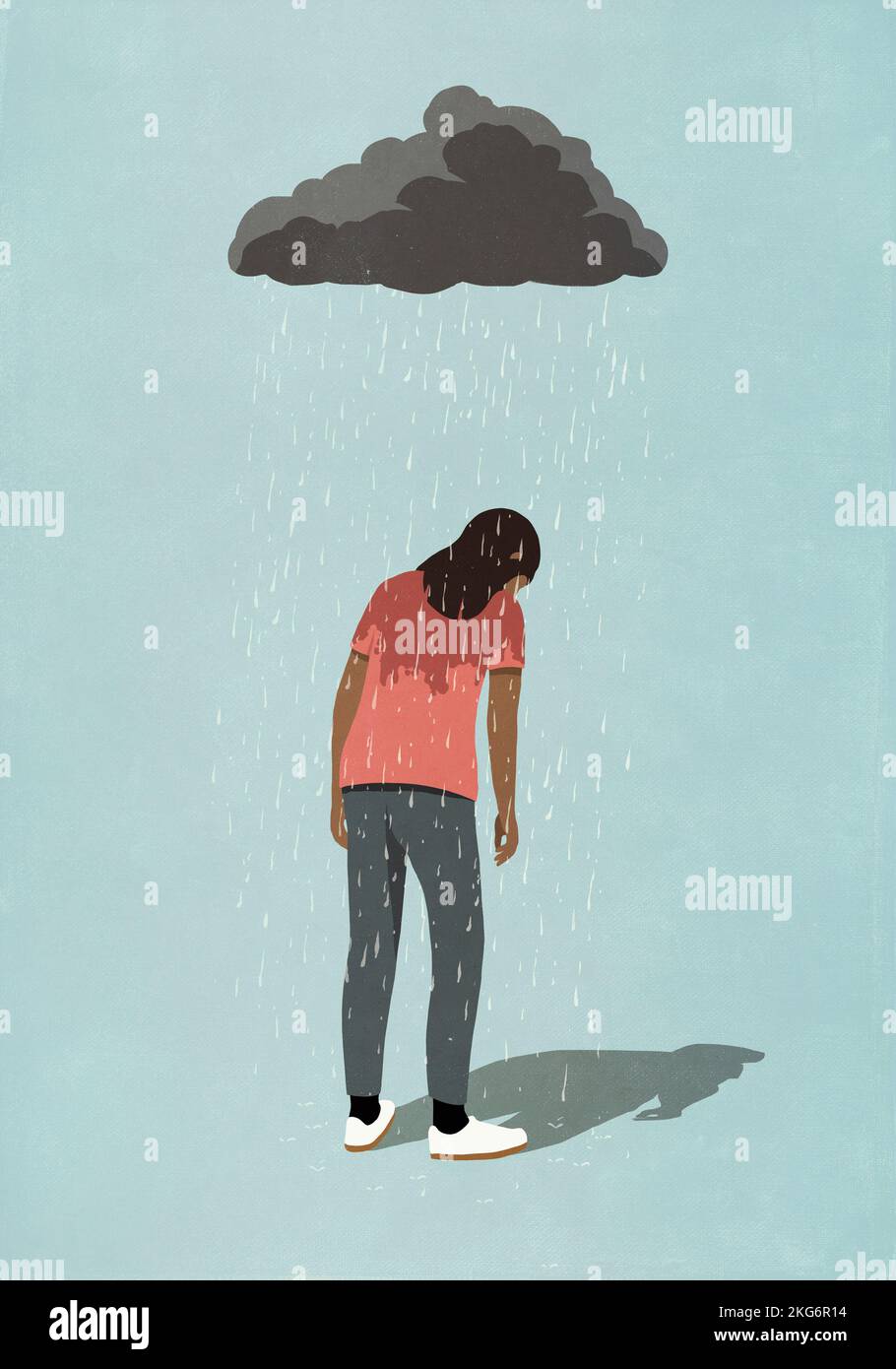 Rain cloud over depressed woman Stock Photo - Alamy