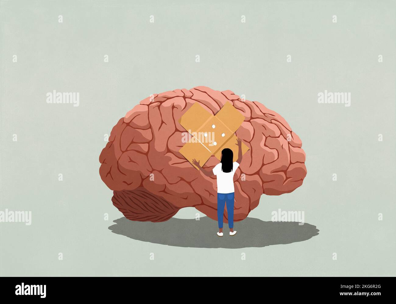 Woman placing bandage on brain injury Stock Photo - Alamy