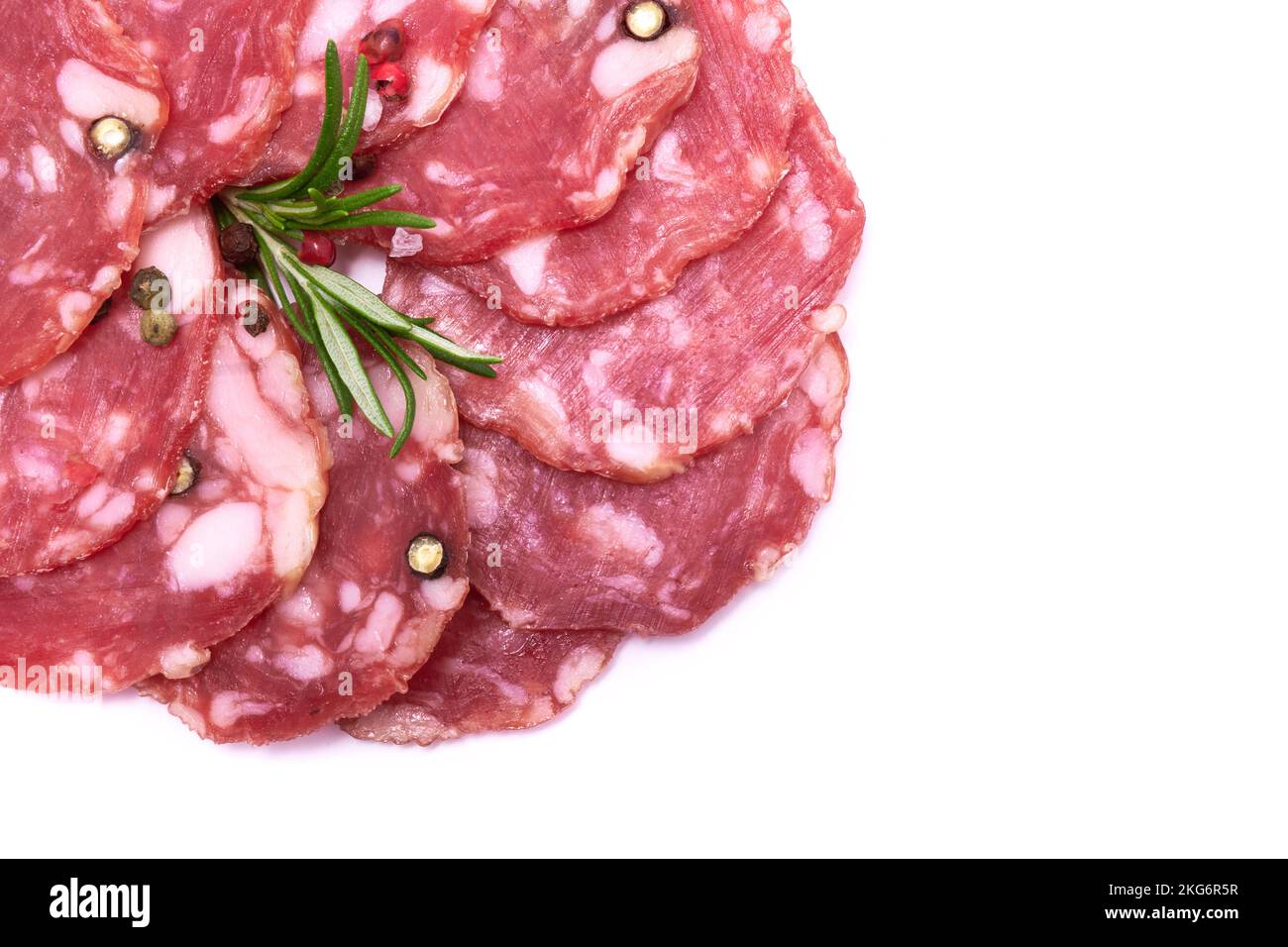 Sliced Smoked dry Salami sausage isolated on white background Stock Photo - Alamy