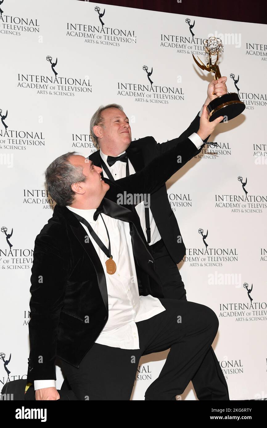 Winner in Drama Series for "Vigil", Jake Lushington and Tom Edge pose ...