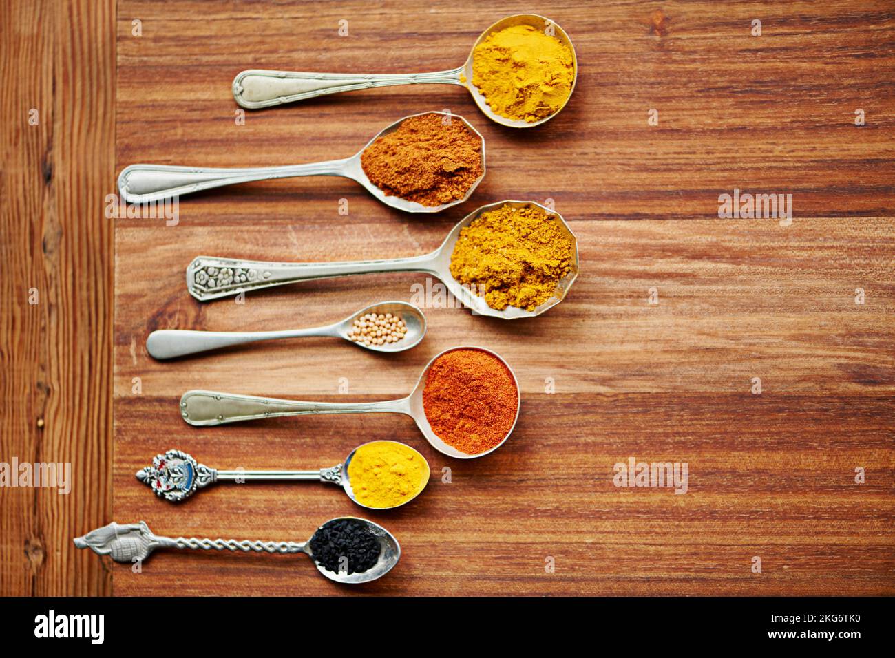 The perfect combination for a great curry. spoons filled with a variety ...