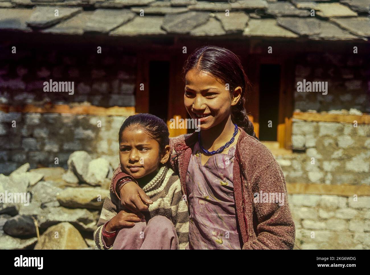 Two native girls smiling in Himachal Pradesh iIdia Stock Photo - Alamy