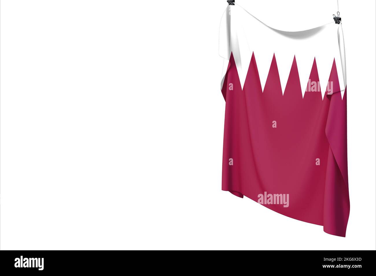 Qatar National Flag on hanging on isolated white background Stock Photo ...