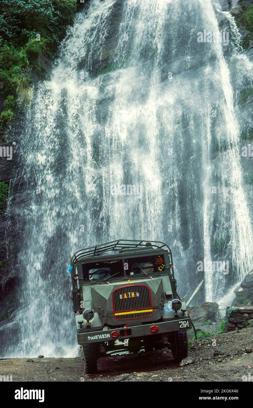 Shaktiman truck of miltary near Tushar Dhara fall at Joshimath Garhwal ...