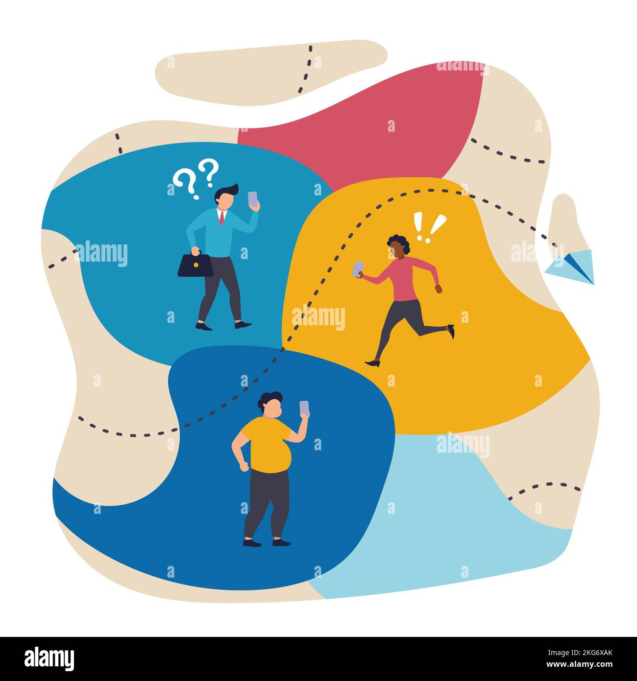 Deadlines. Vector illustration with busy employees, businessmen in ...