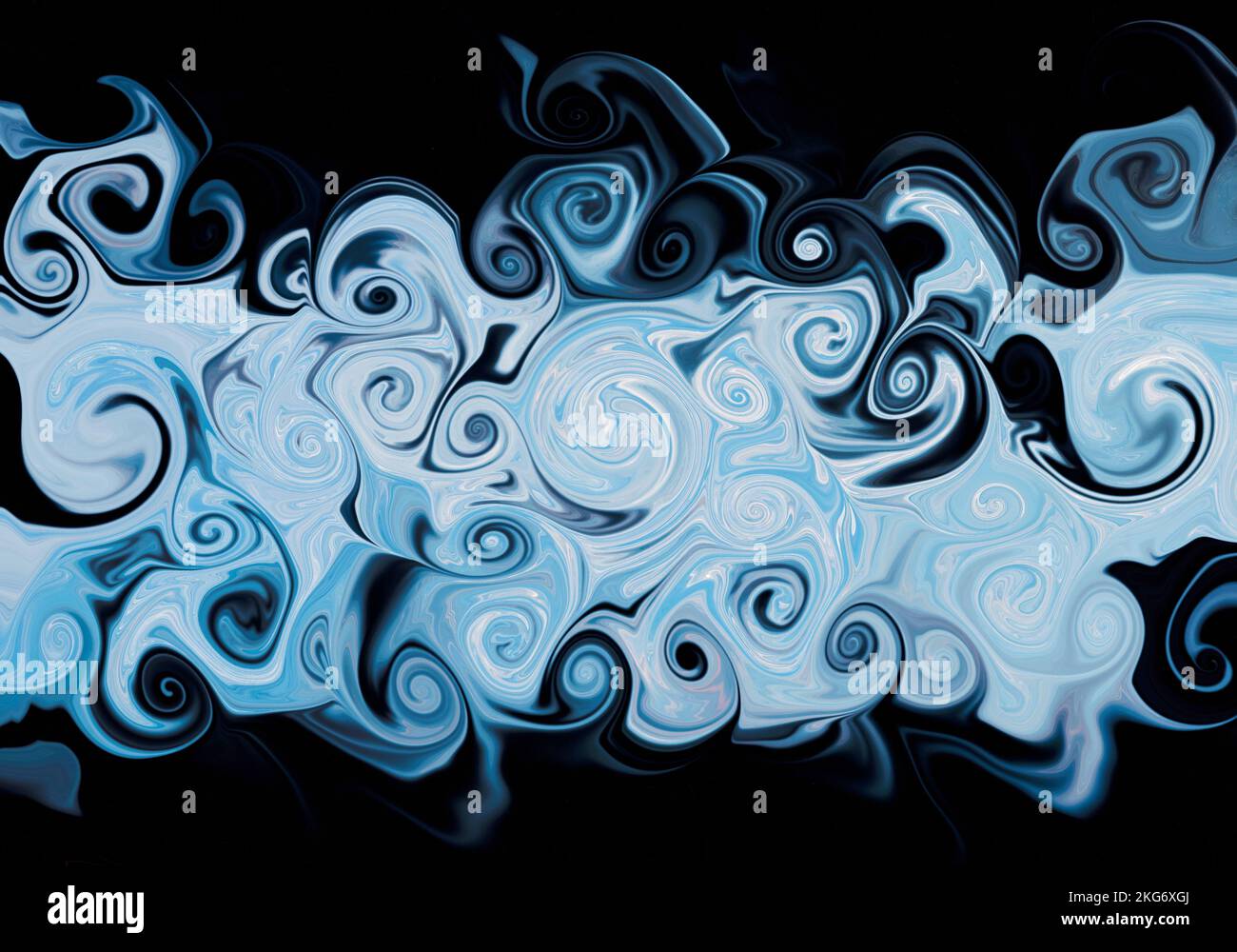 Abstract light blue and white fluid liquid swirling marble wavy texture ...