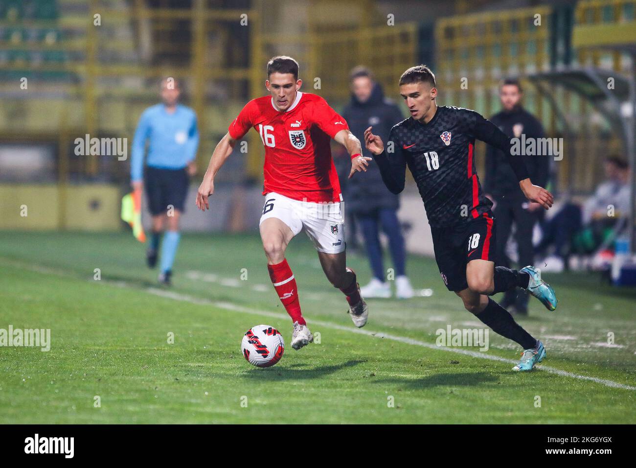 Pascla Fallmann of Austria and Stipe Biuk of Croatia during the ...