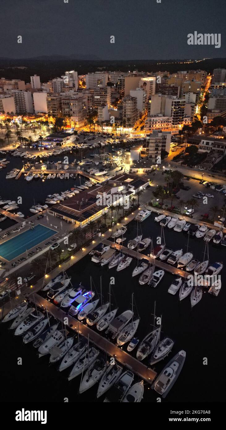 An aerial view of a harbor at the night Stock Photo - Alamy