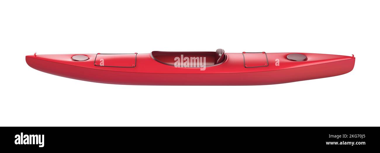 Side view of red plastic kayak, isolated on white background Stock ...