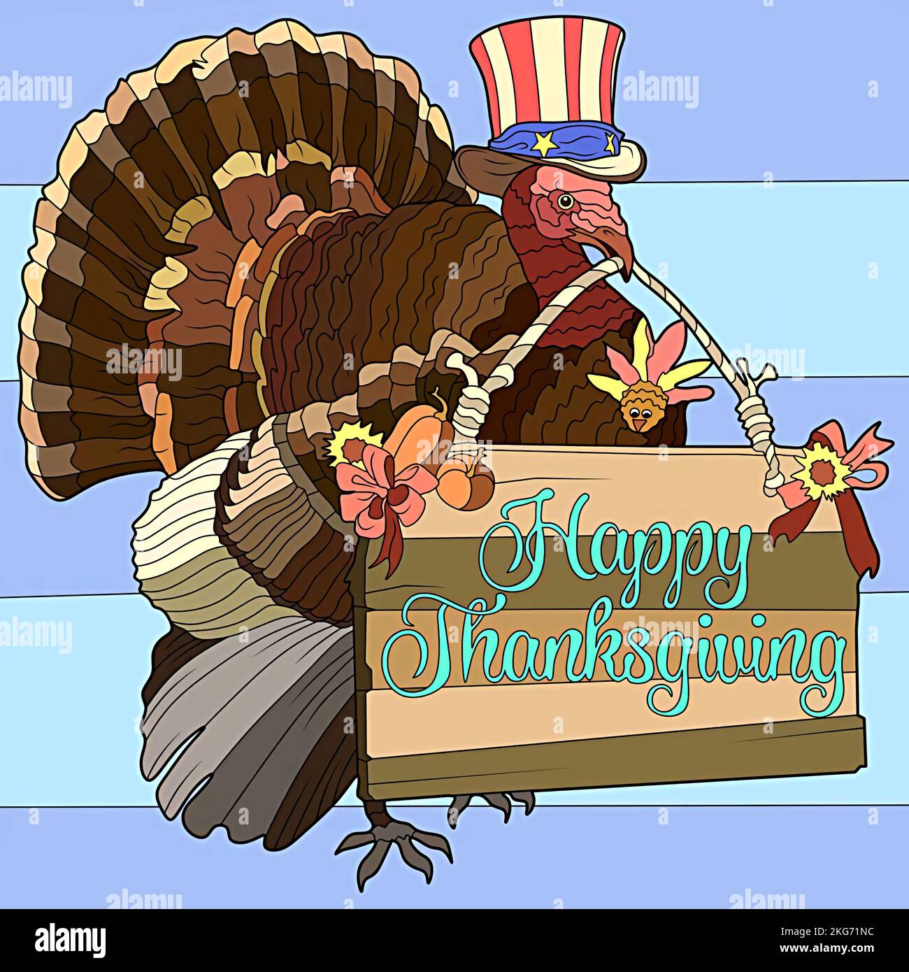 Happy thanks giving, illustration of a turkey Stock Photo - Alamy