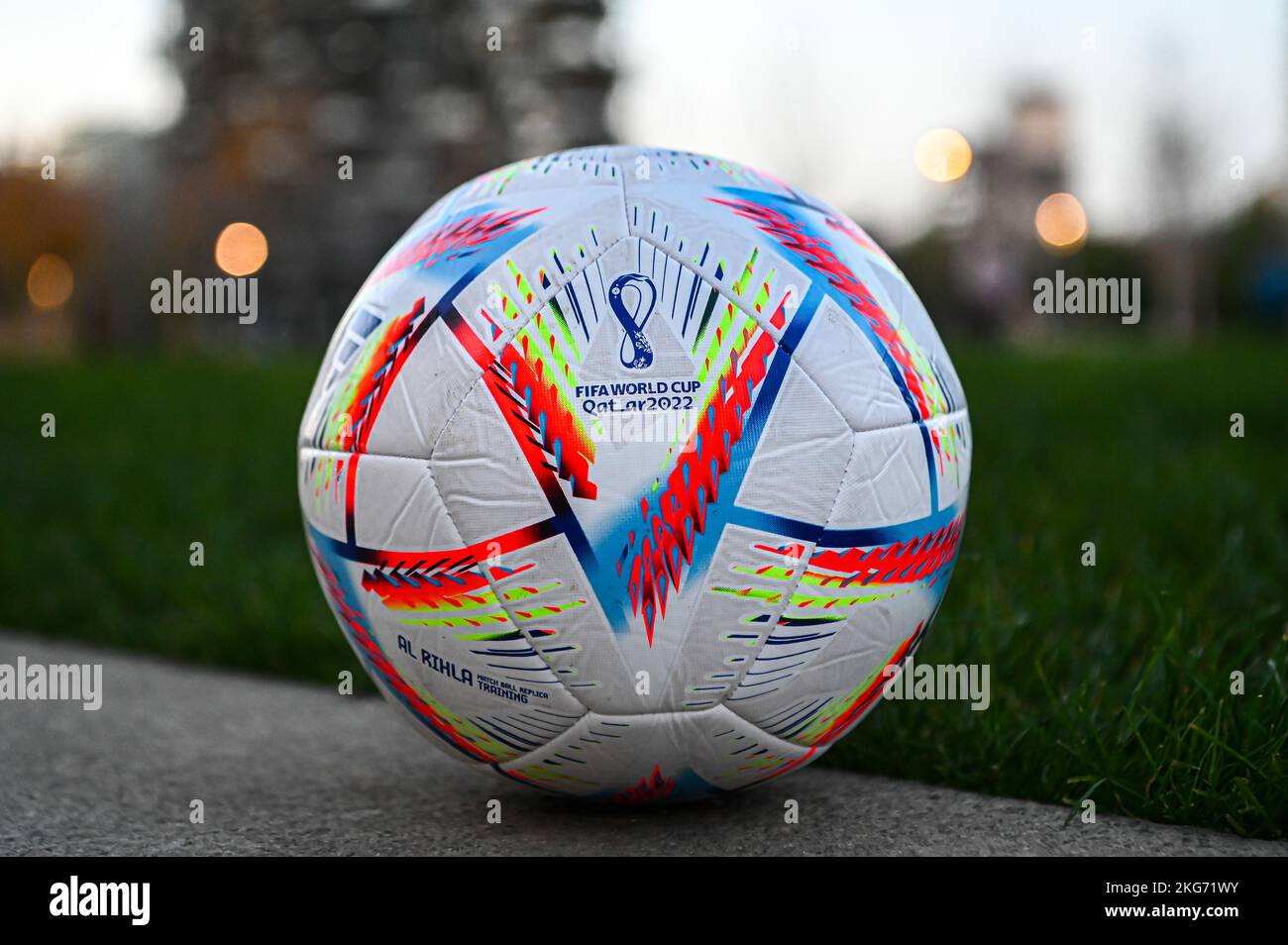 Milan, Italy - November 20: the official match ball named ‘Al Rihla’ by Adidas, the Qatar World ...