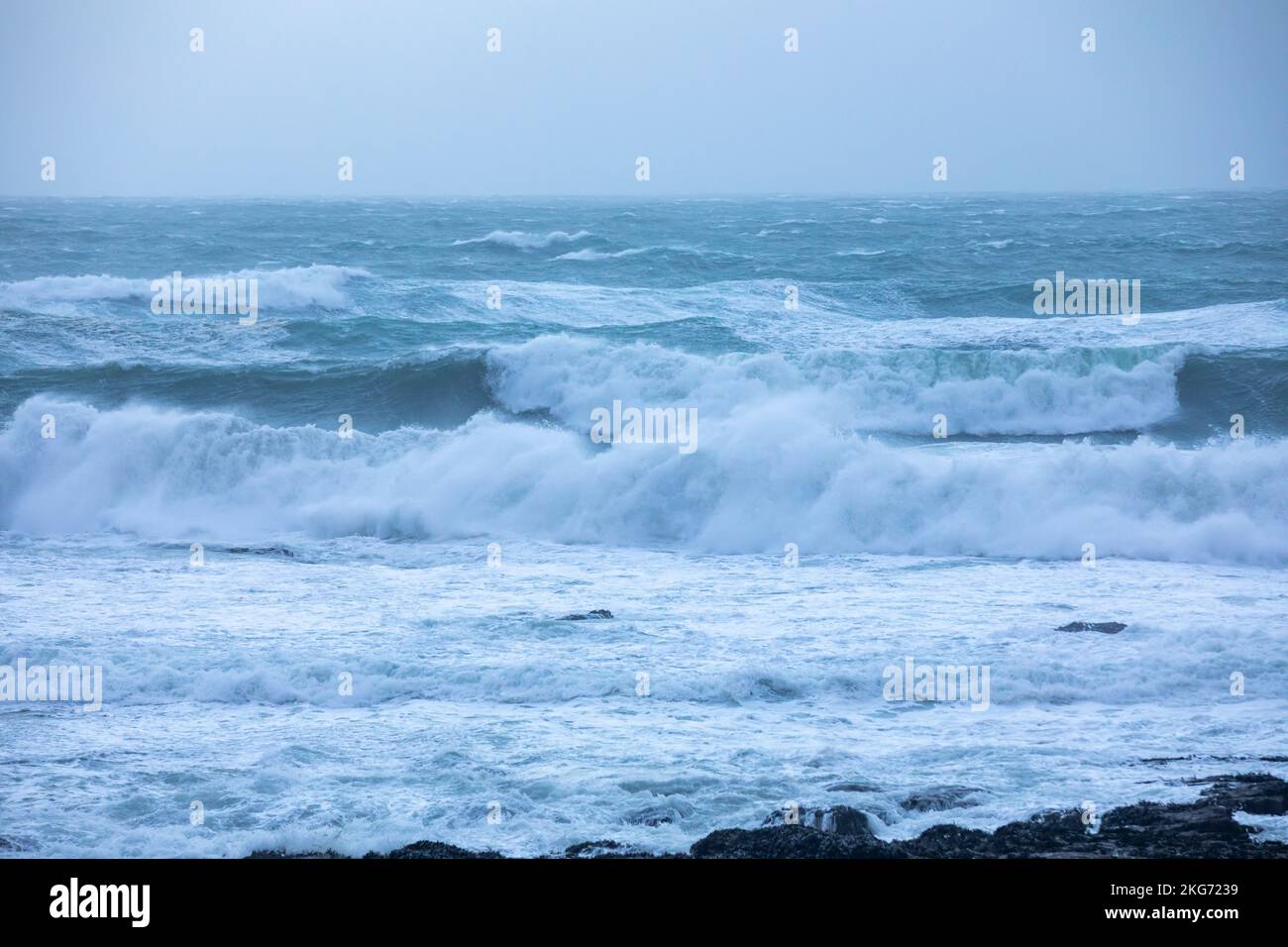 Portreath,Cornwall,22nd November 2022,Large waves and stormy seas in ...
