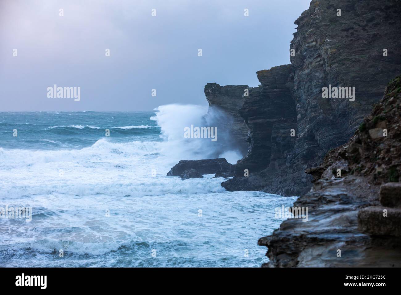 Portreath,Cornwall,22nd November 2022,Large waves and stormy seas in ...