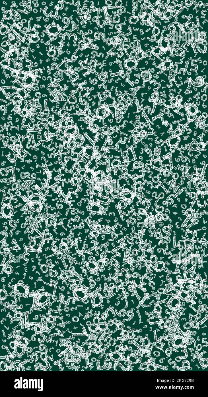 Falling childish chalk numbers. Math study concept with flying digits ...