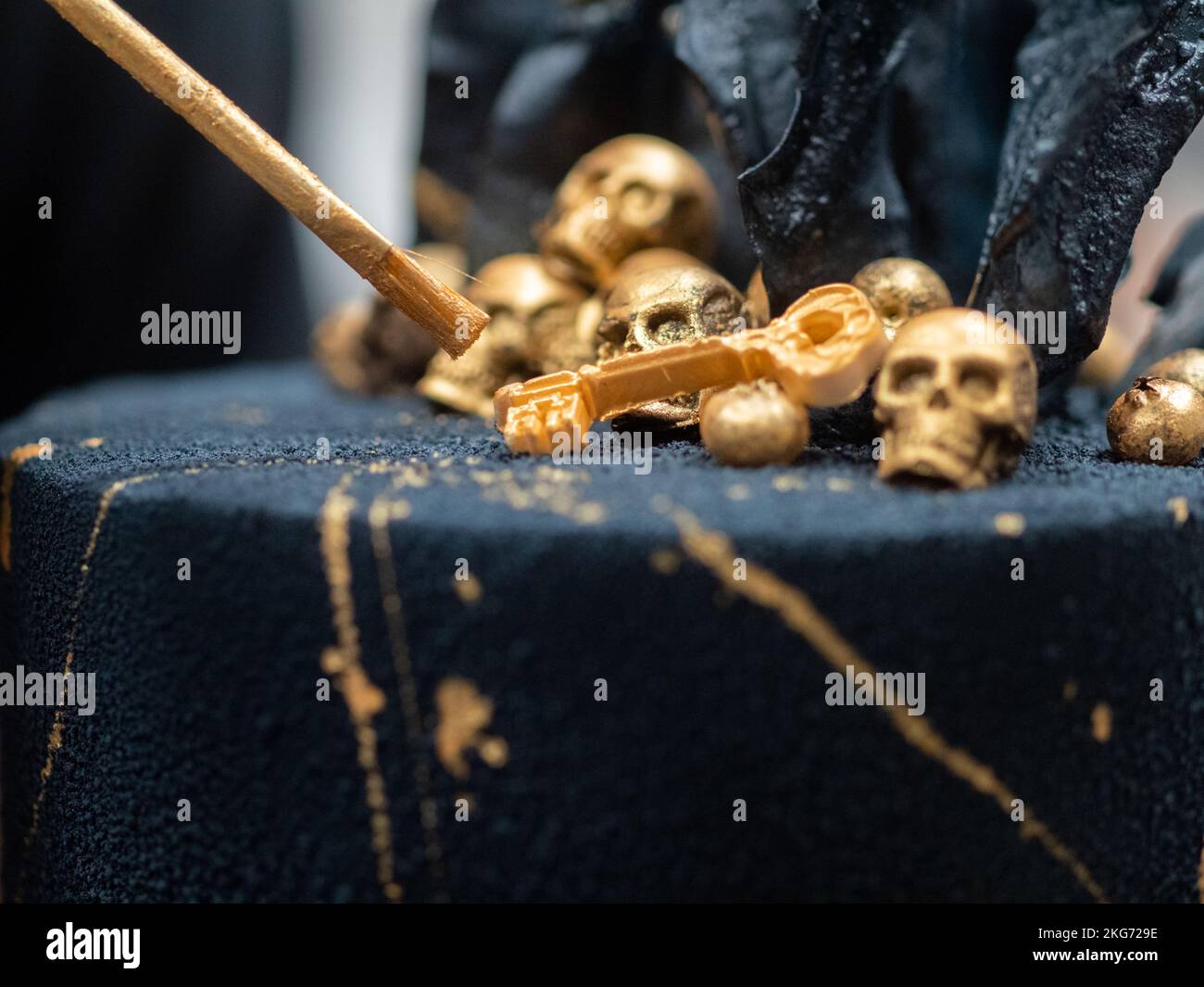 pastry chef finishing horror black muertos birthday cake decorating ...