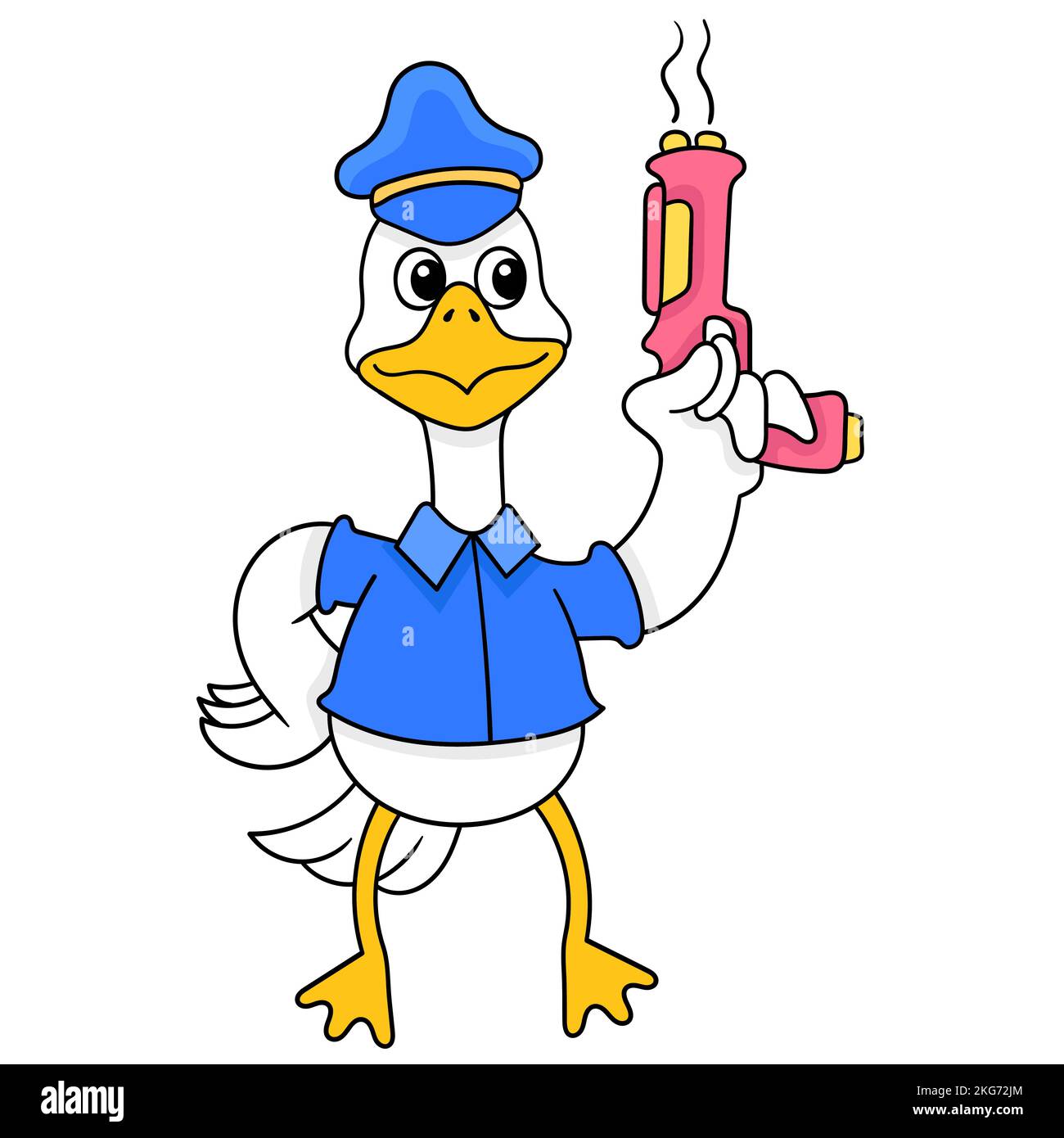 A vector illustration of a duck policeman cartoon character isolated on ...