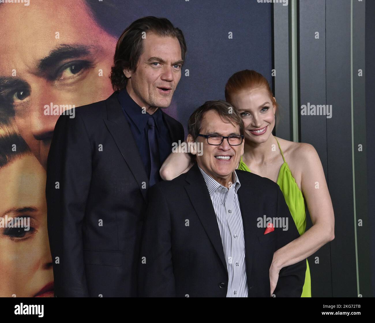 Cast members Michael Shannon (L) and Jessica Chastain (R) and famed ...