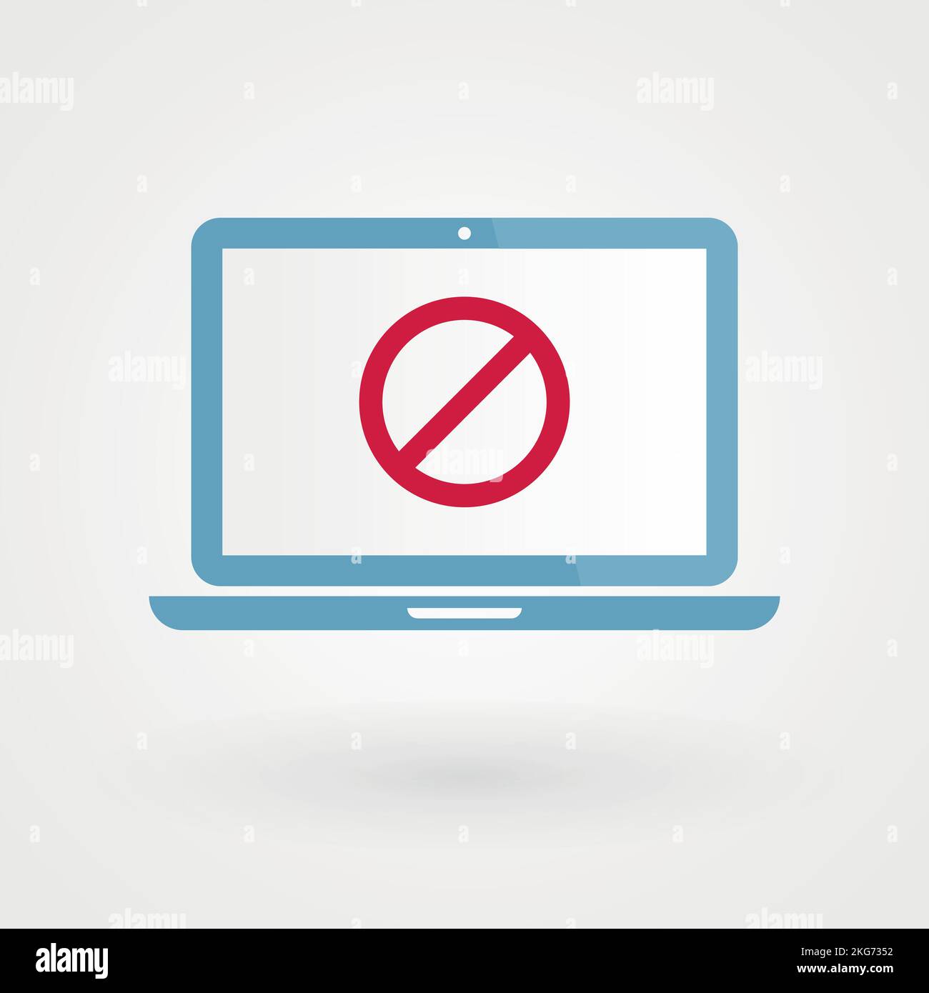 Laptop and forbidden icon. Concept of prohibition. Vector illustration ...