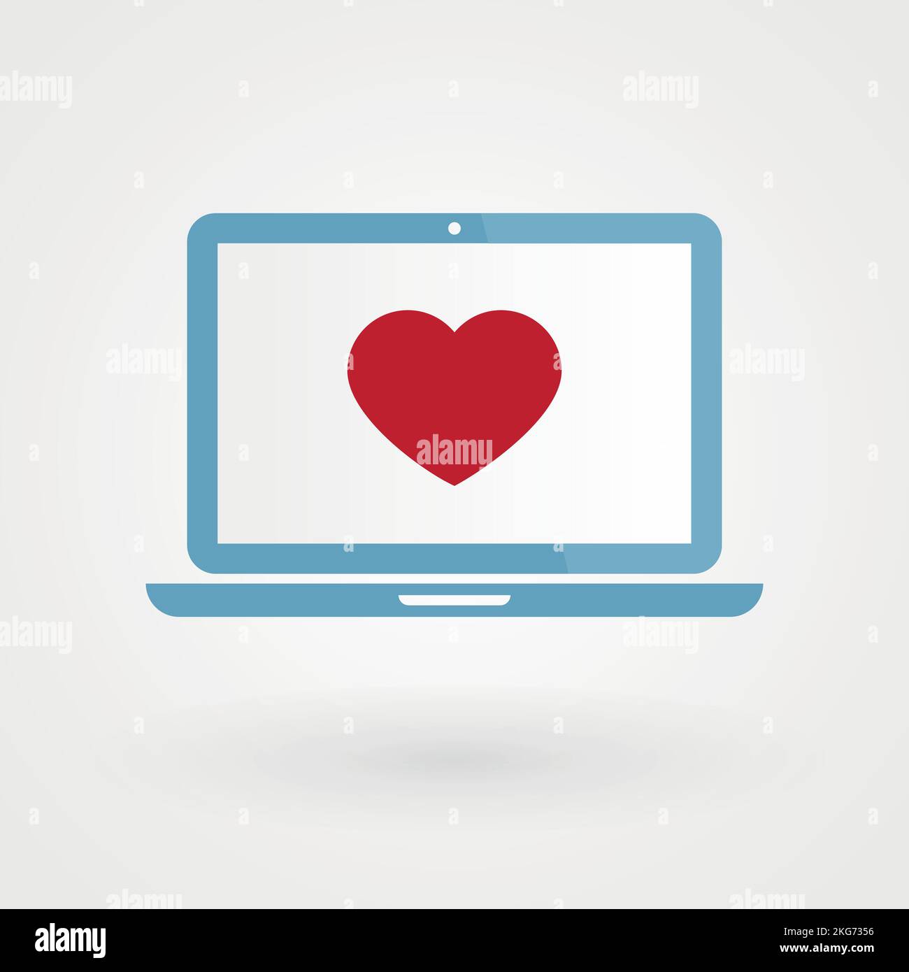Laptop and heart. Concept of romantic love. Vector illustration, flat ...