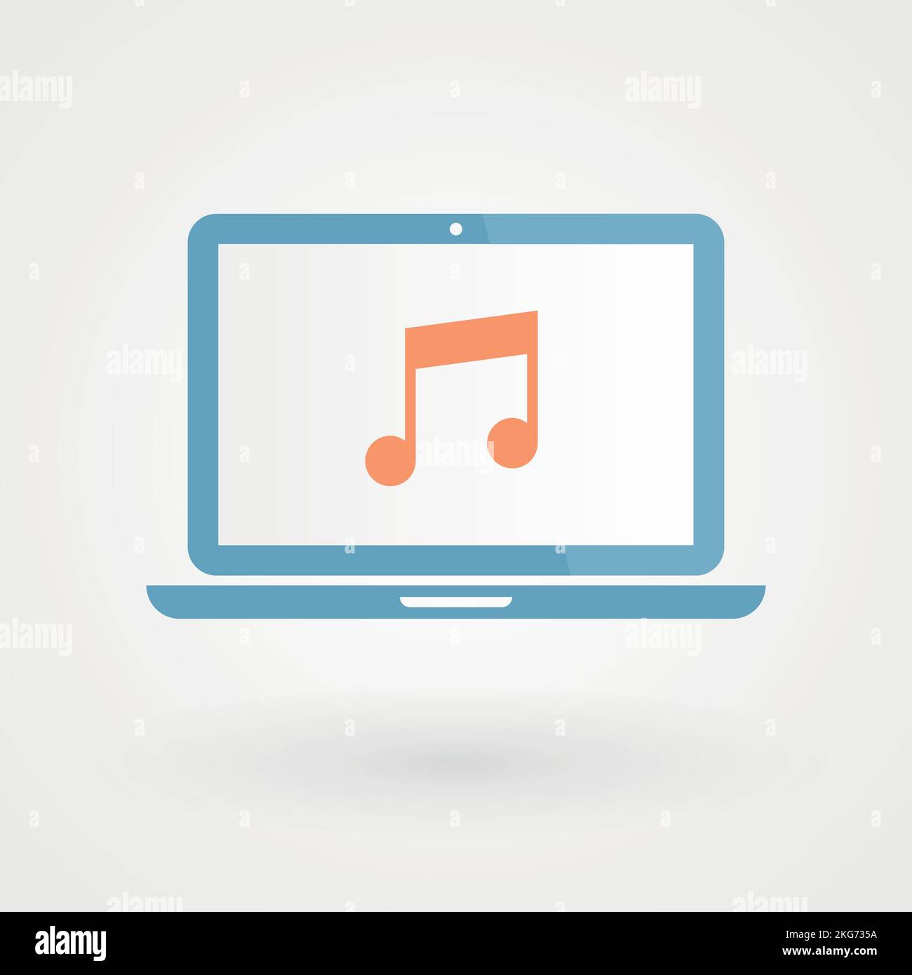 Laptop and musical note. Concept of audio. Vector illustration, flat ...
