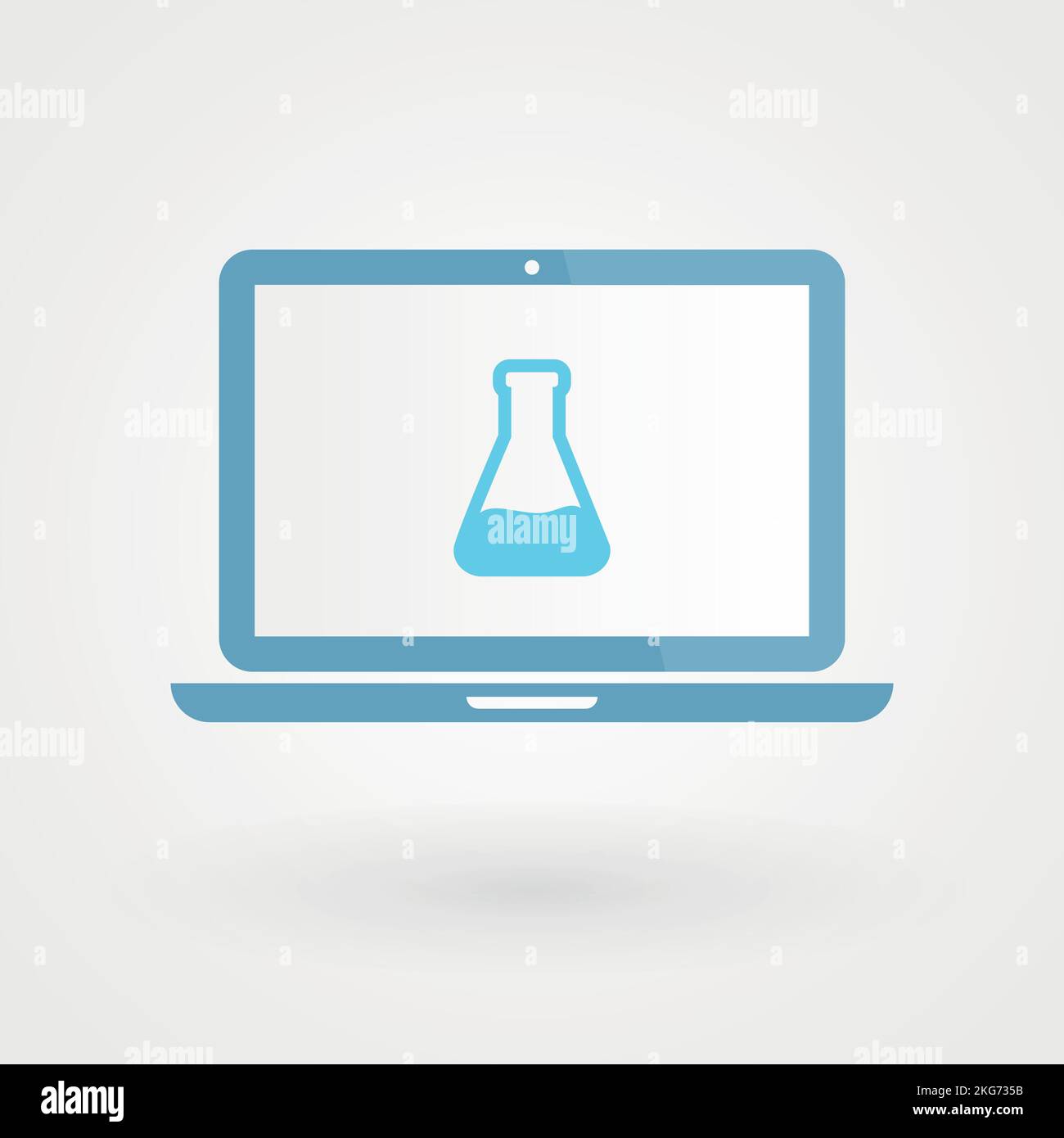 Laptop and tube test. Concept of chemistry. Vector illustration, flat ...