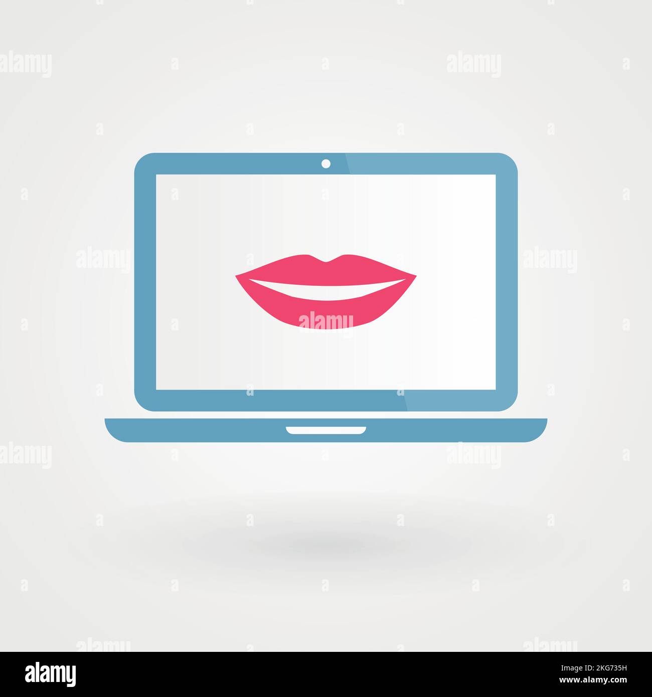 Laptop and lips. Concept of communication. Vector illustration, flat ...