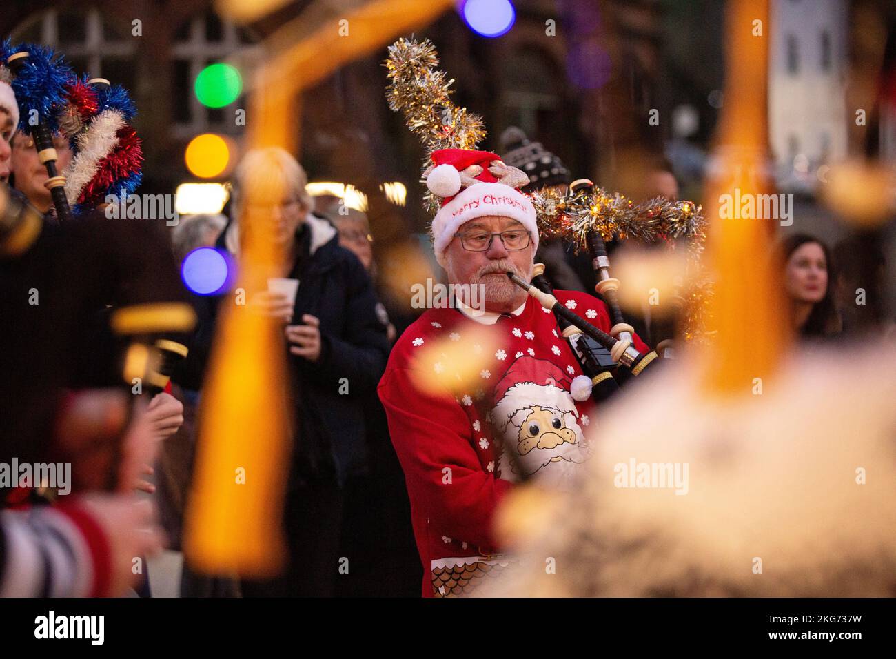Christmas Light Switch on Lockerbie, Scotland, Lockerbie Pipe Band ...