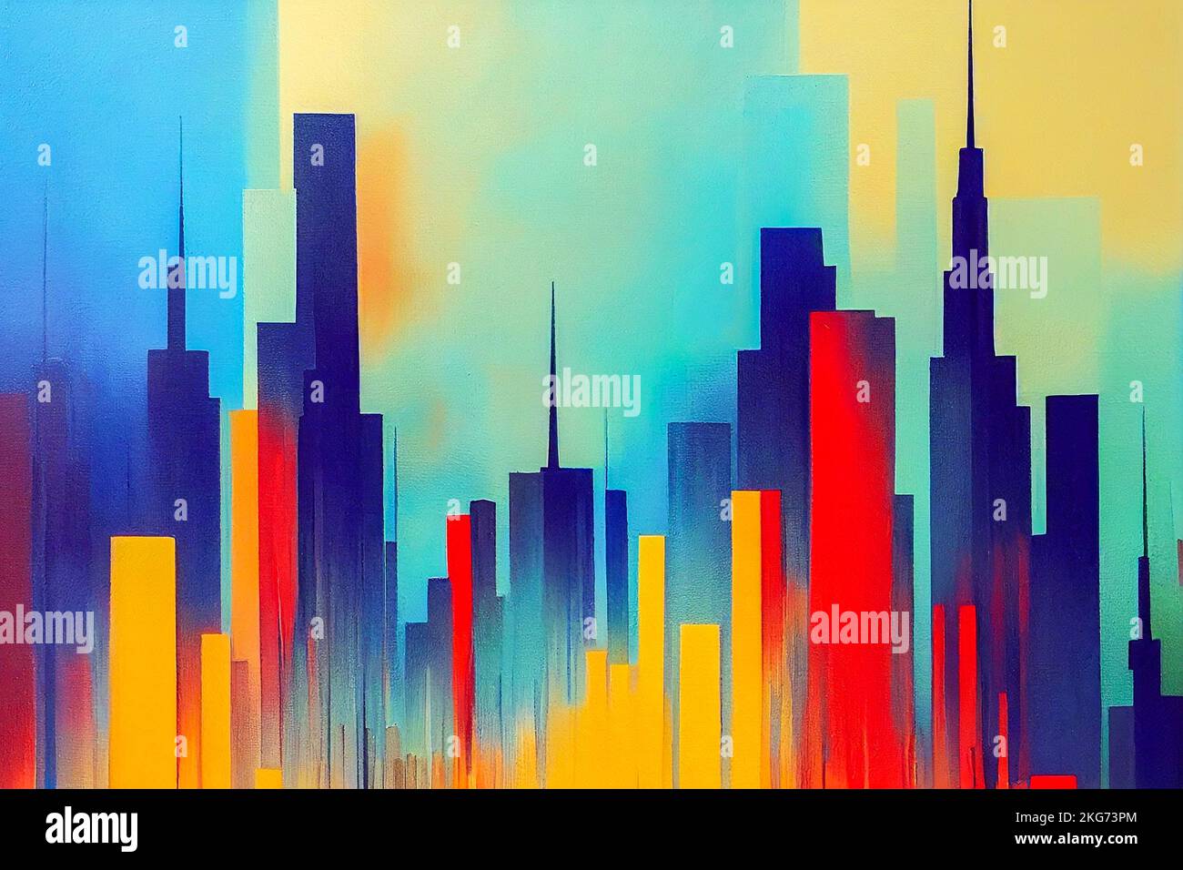 abstract colorful city skyline illustration Stock Photo - Alamy