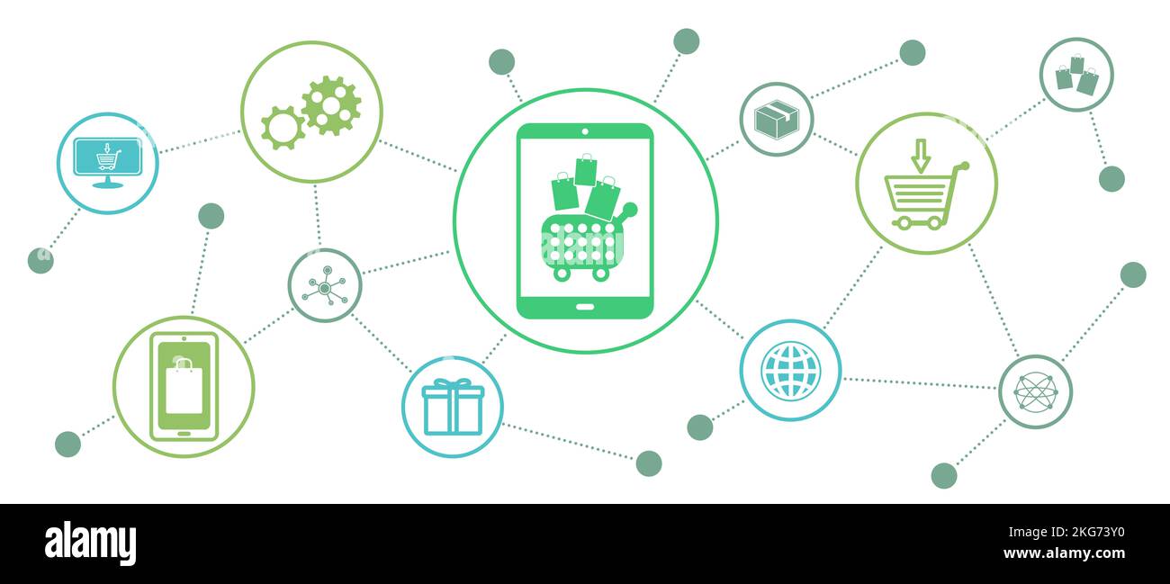 Concept of e-commerce with connected icons Stock Photo - Alamy