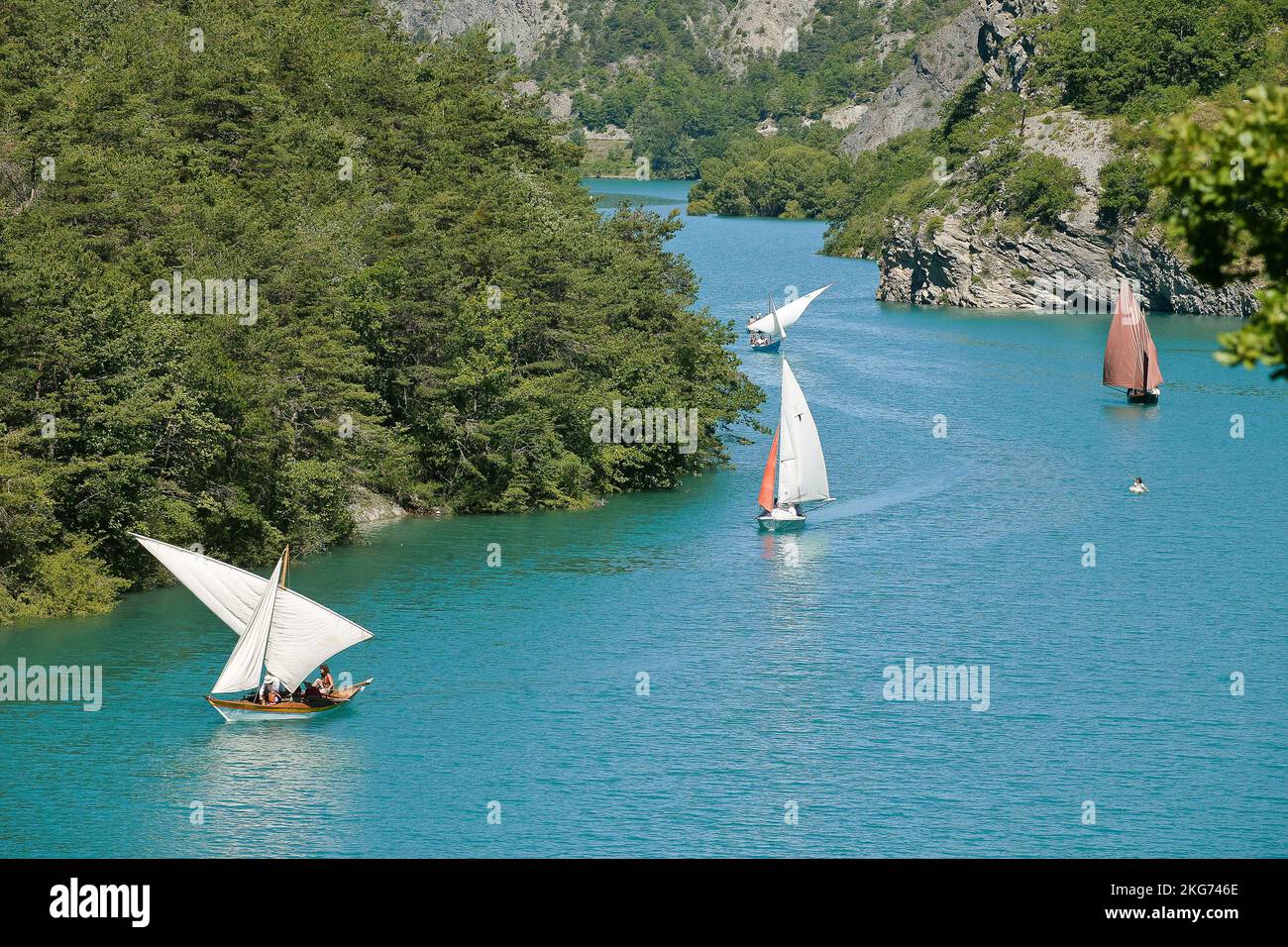 France. Hautes-Alpes (05) Alpes de Haute-Provence. Serre-Poncon Lake ...