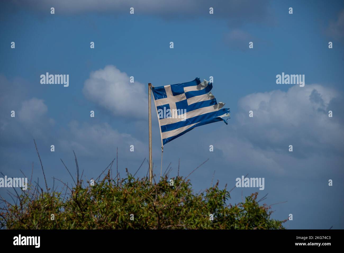 Greece flag waving in the wind Stock Photo - Alamy