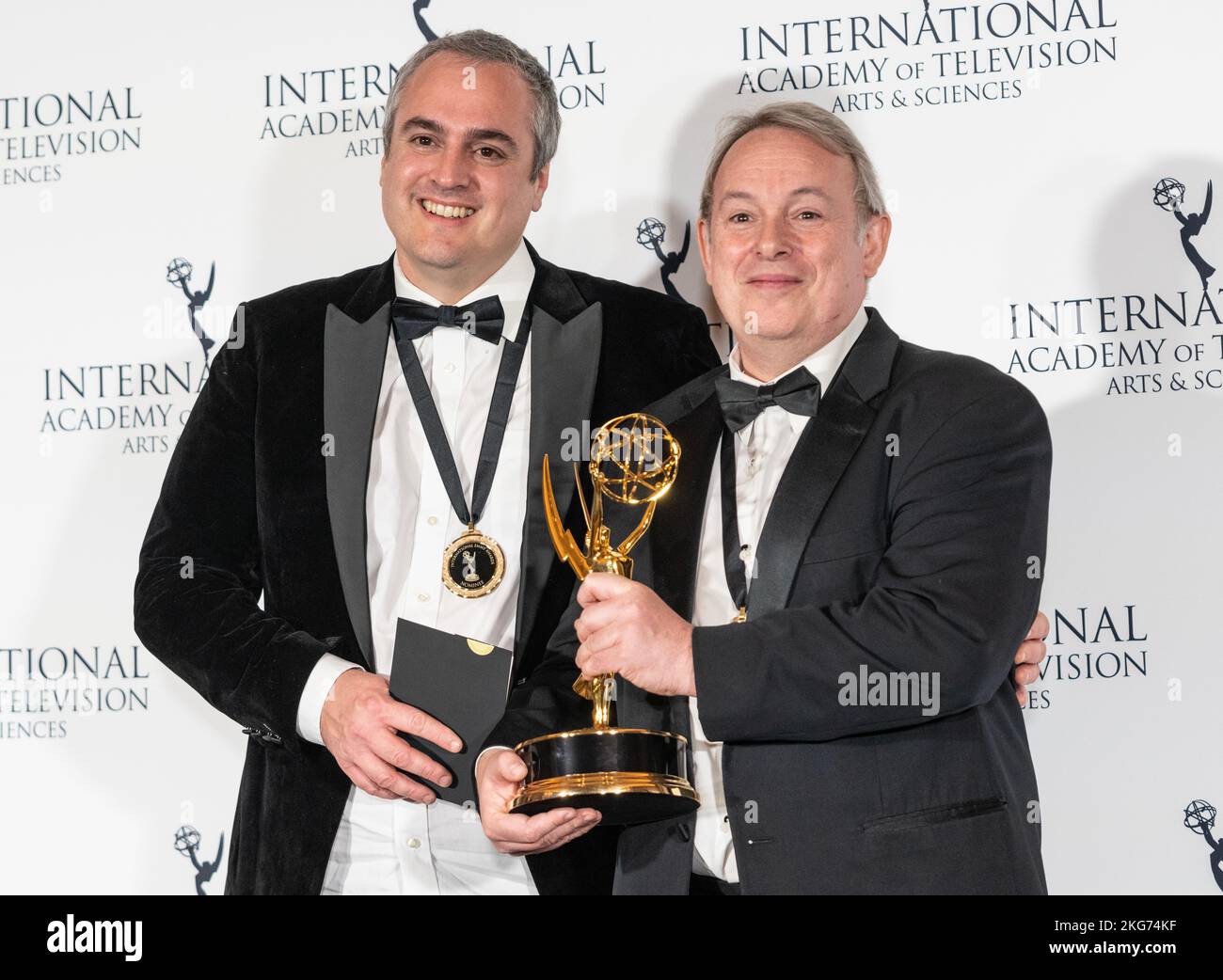 Tom Edge, Jake Lushington attend 50th International Emmy Awards press ...