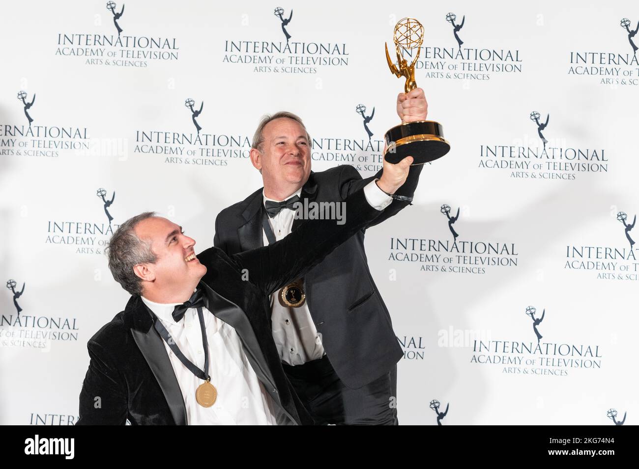 Tom Edge, Jake Lushington attend 50th International Emmy Awards press ...