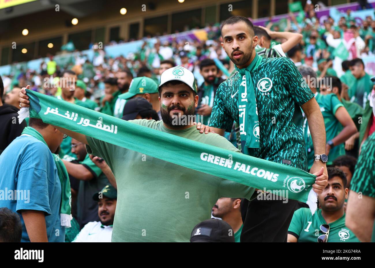 Doha, Qatar. 22nd Nov, 2022. Saudi Arabian fans get in the mood before ...