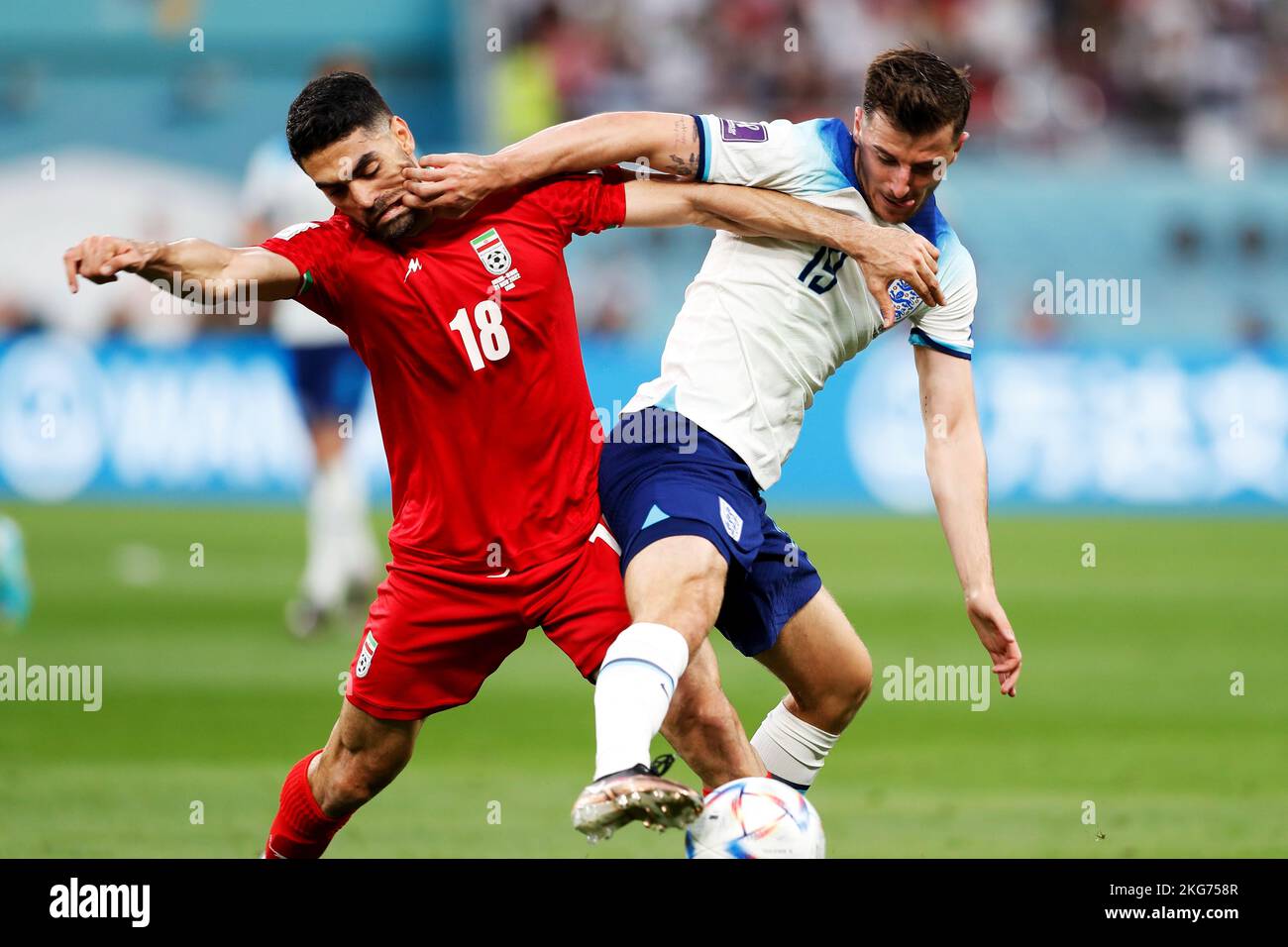 (L-R) Ali Karimi (IRN), Mason Mount (ENG), NOVEMBER 21, 2022 - Football ...