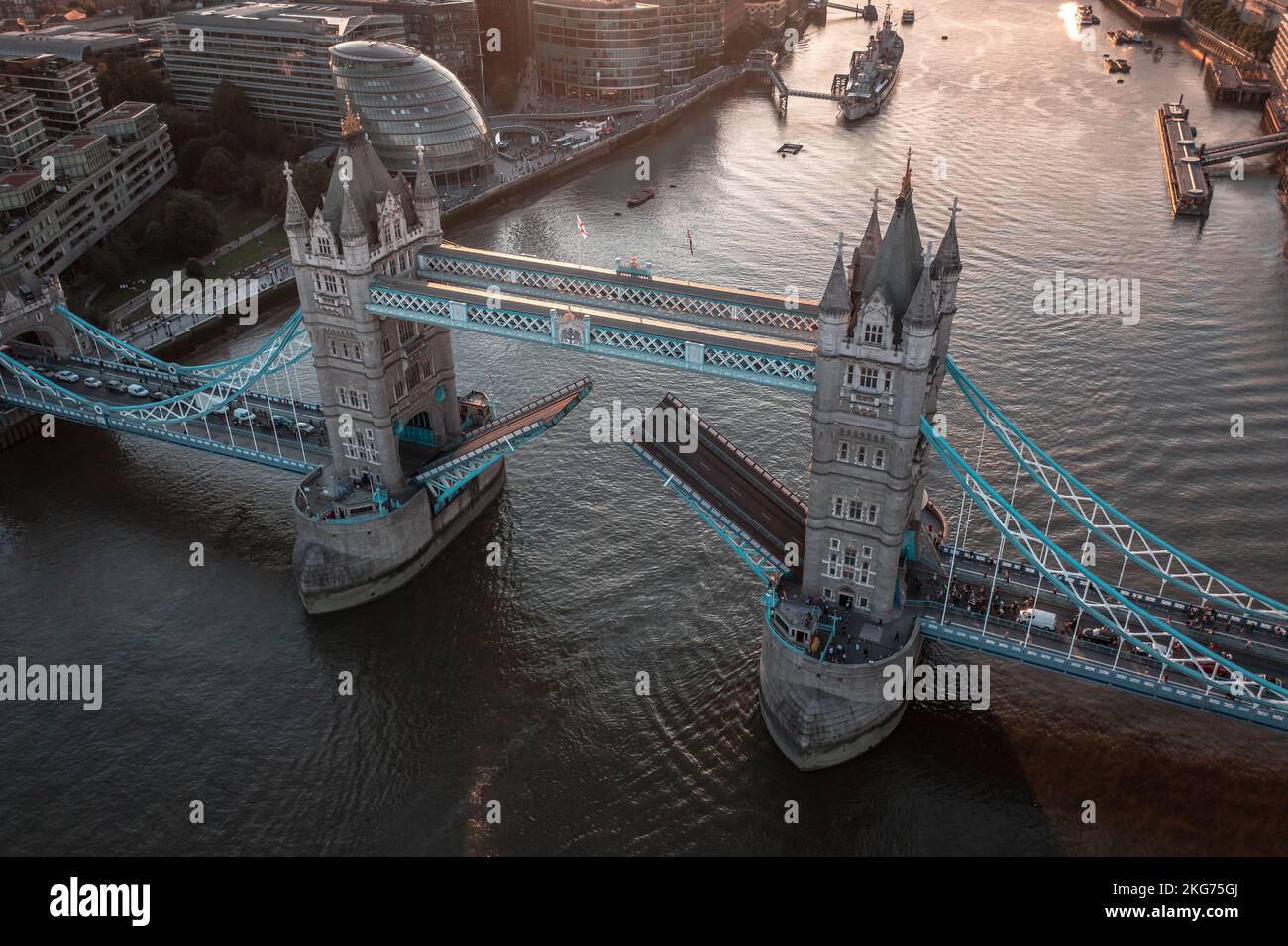 Tower Bridge in London at Sunset Crossing the River Thames a Landmark ...