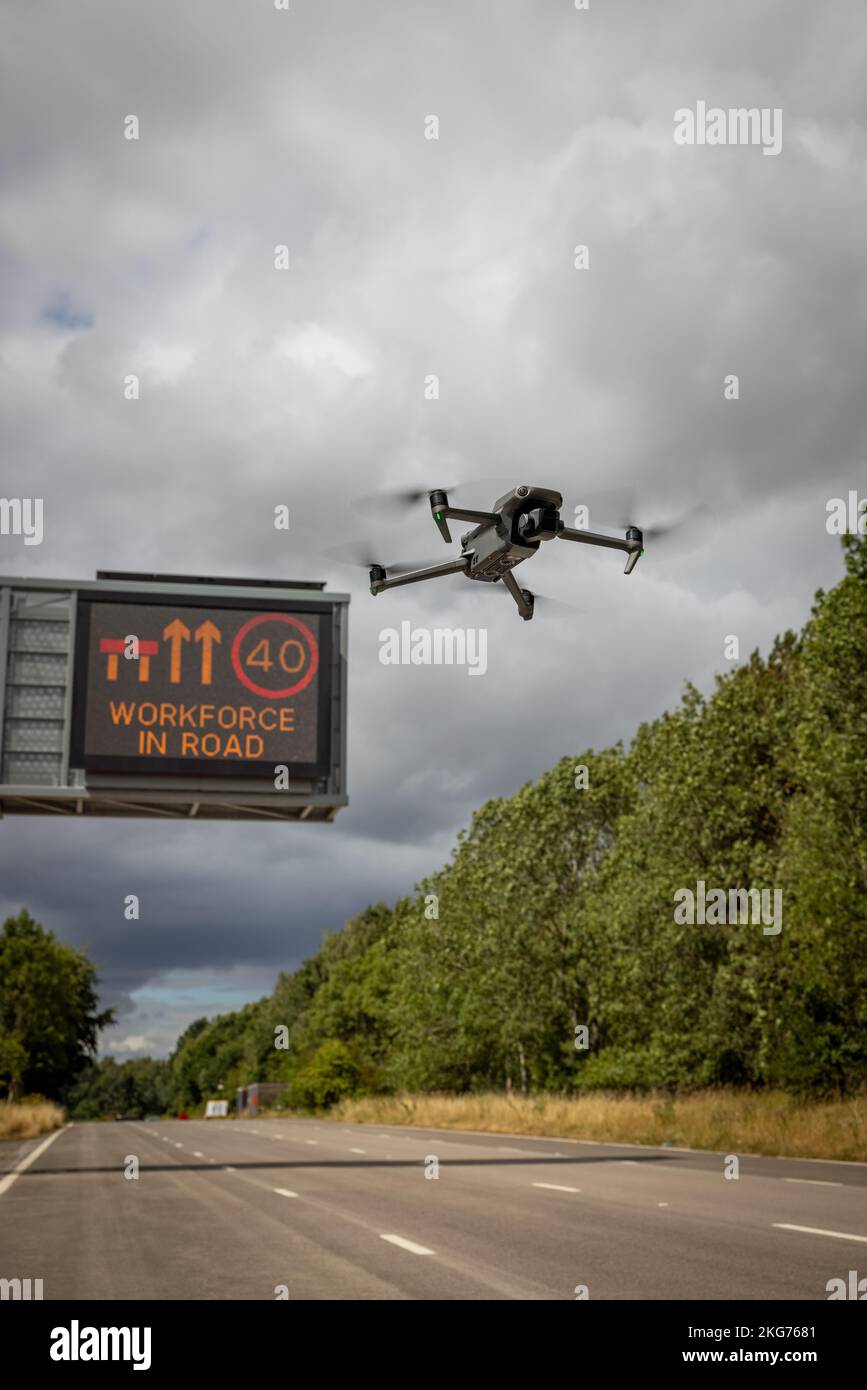 Drone Working on a Highway Concept Stock Photo - Alamy