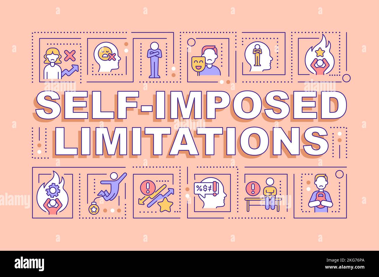 Self imposed limitations word concepts pink banner Stock Vector Image ...