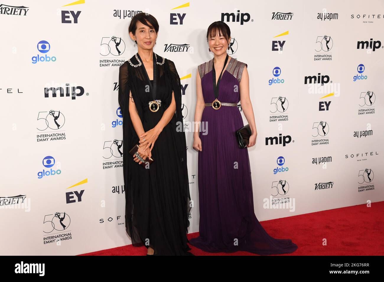 Yukiko Yagi and Yuri Kato walking the red carpet at the International Emmy Awards at the New ...