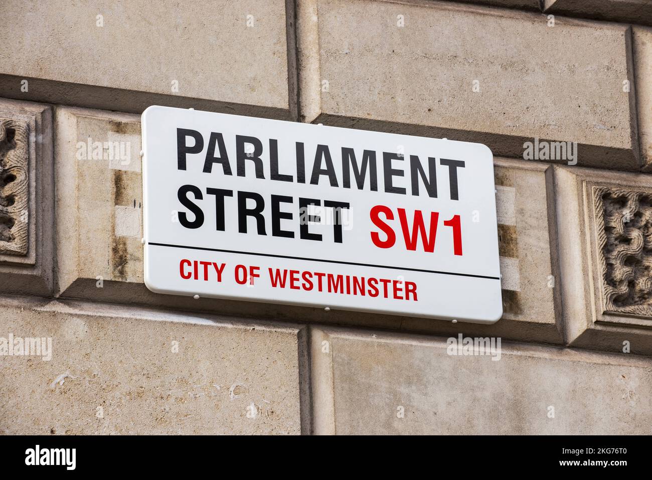 Parliament Street sign, Westminster, SW1, London, England, UK Stock ...