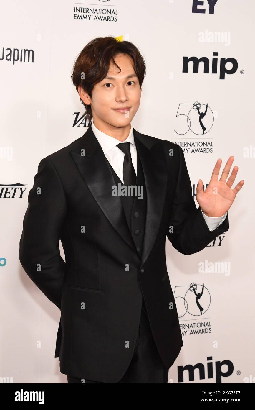 Yim Siwan walking the red carpet at the International Emmy Awards at ...